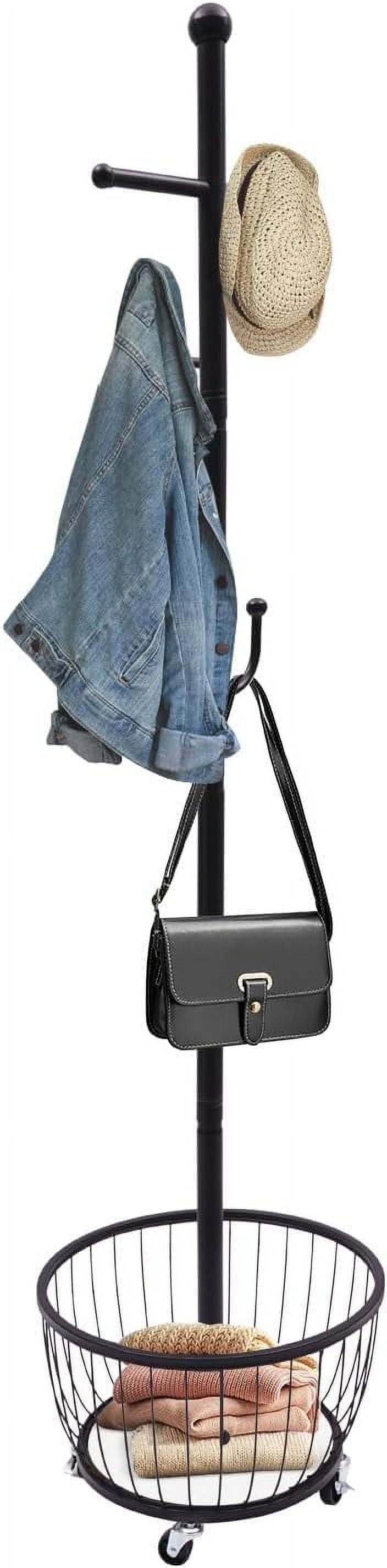 DNYSYSJ Coat Rack Freestanding, Entryway Coat Hanger Stand with Storage ...