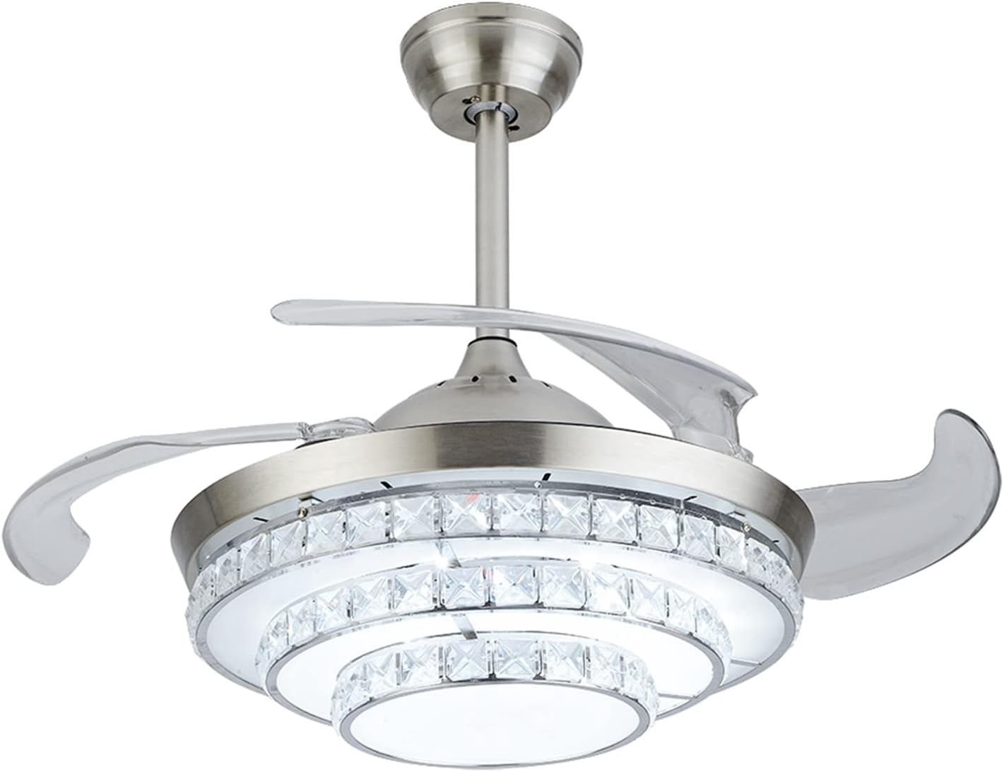 DNYSYSJ Modern Ceiling Fans with Lights, Retractable Chandelier Fan ...