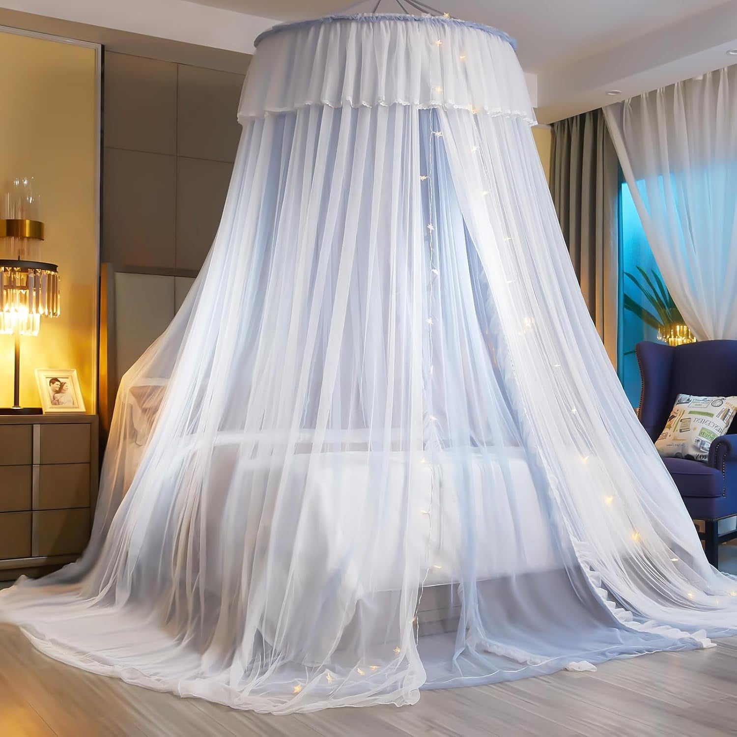 DNYSYSJ Princess Bed Canopy for Girls,Bed Canopy Curtain, Double Layer ...