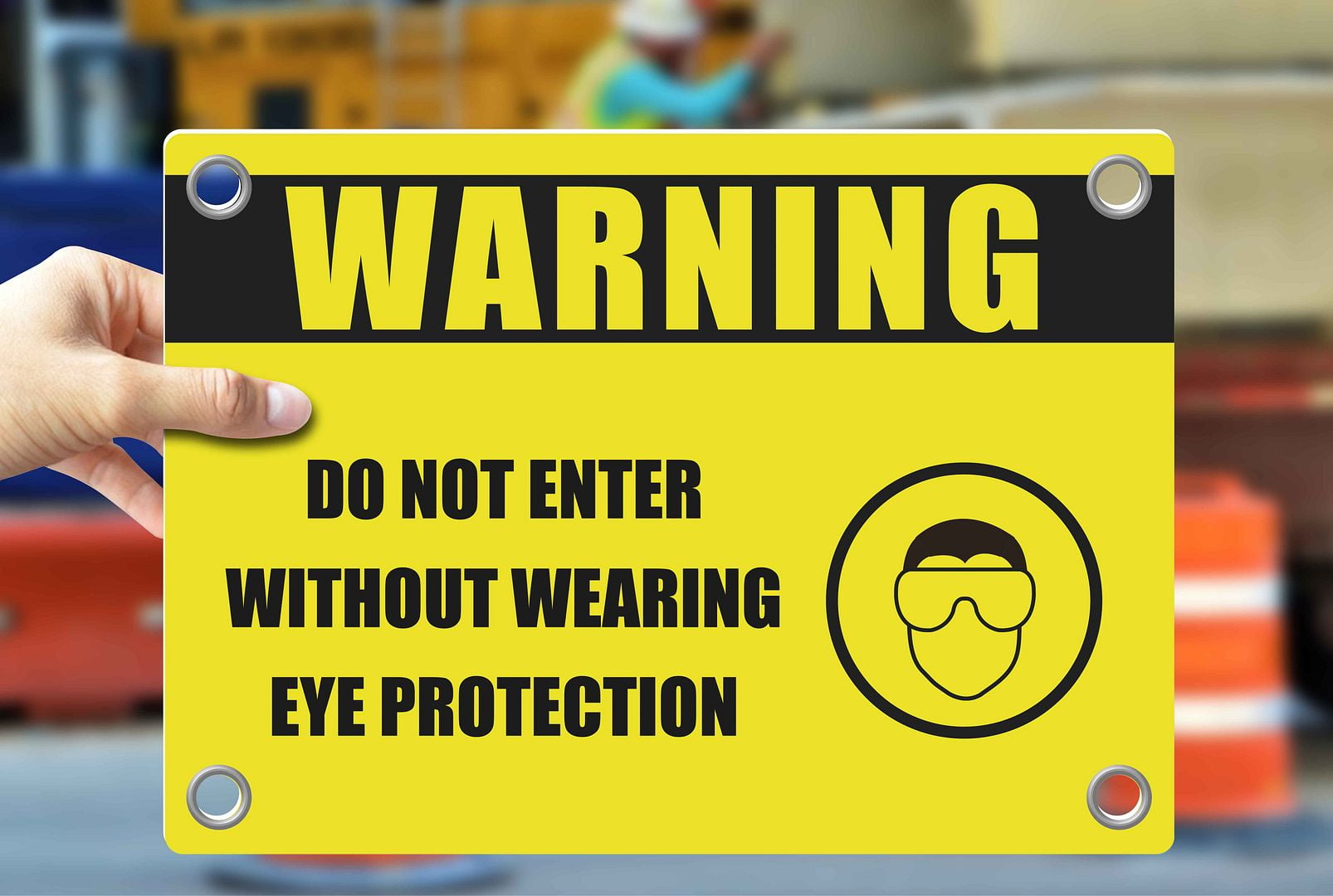 DO NOT ENTER WITHOUT WEARING EYE PROTECTION | Warning Notice Caution ...