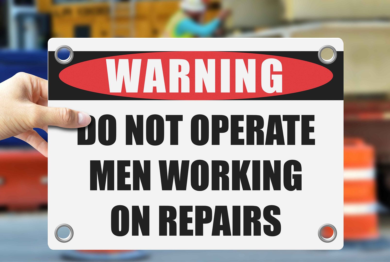 DO NOT OPERATE MEN WORKING ON REPAIRS | Warning Notice Caution Danger ...