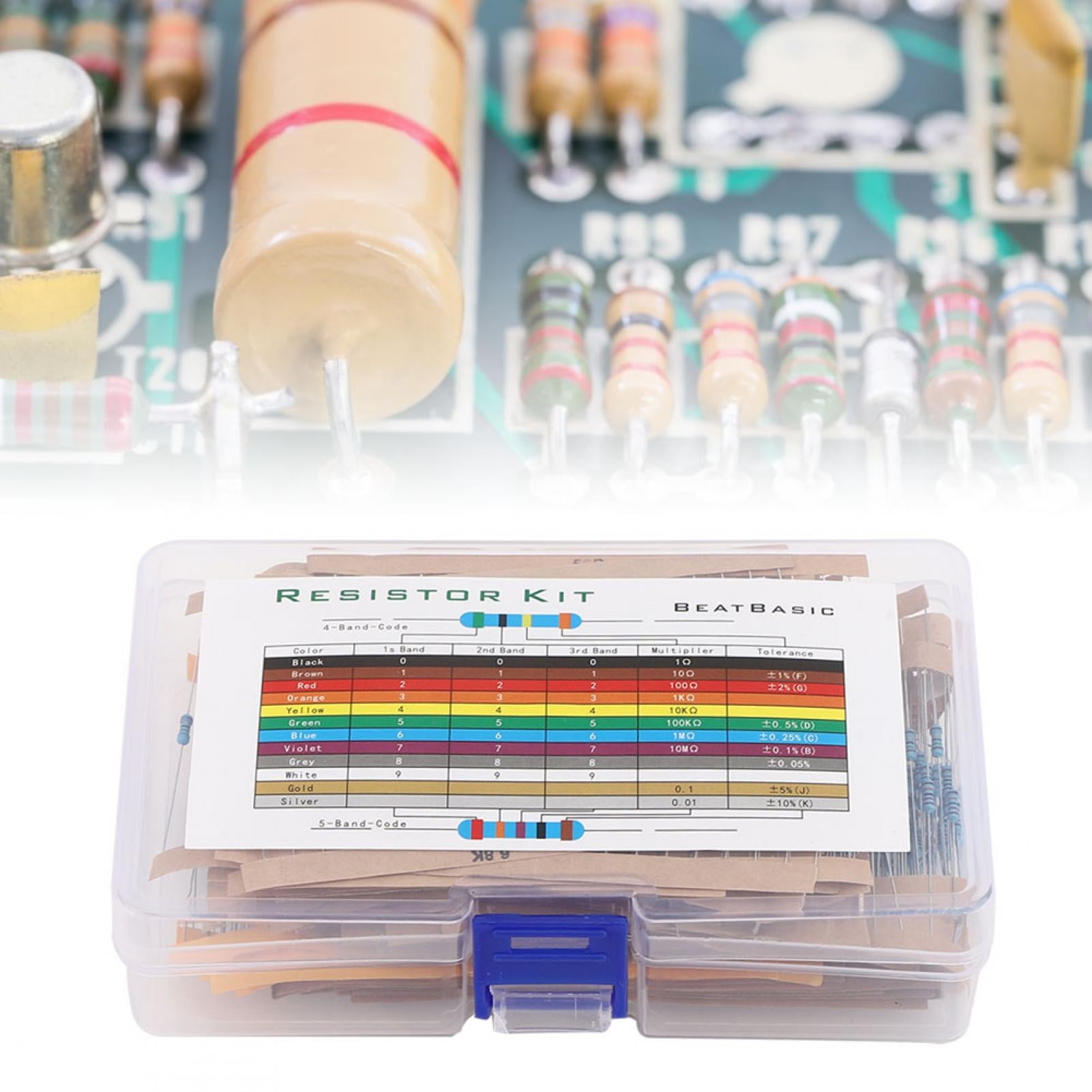 DOACT Resistor Assorted Kit,1/4W Resistor,1280Pcs Metal Film Resistor ...