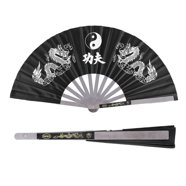 Metal Frame Kung Fu Fighting Fan - Yin Yang Dragons - Black - Walmart.com