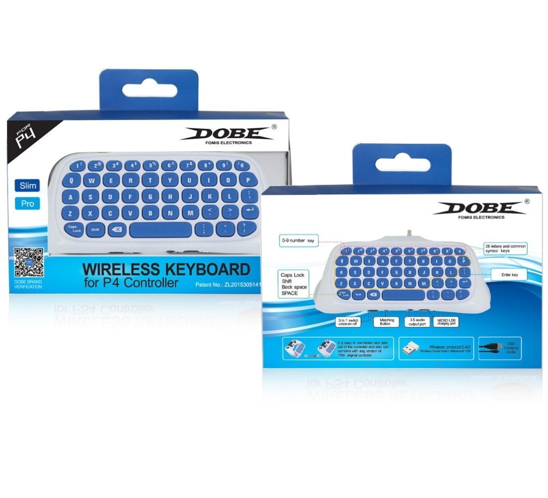 DOBE PS4/PS4 SLIM 2.4G Wireless Keyboard Keypad Message Chatpad ...