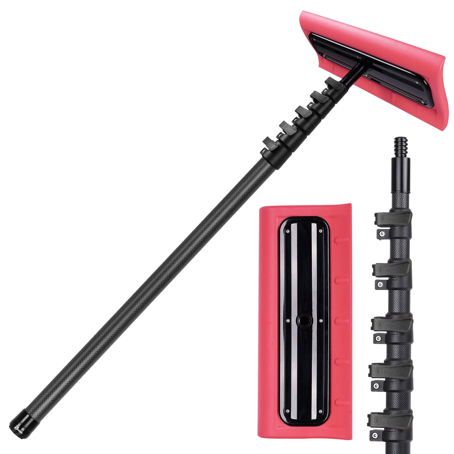 DOBEN Carbon Fiber Snow Roof Rake, 4.7-24FT Extendable Pole, EVA Foam ...
