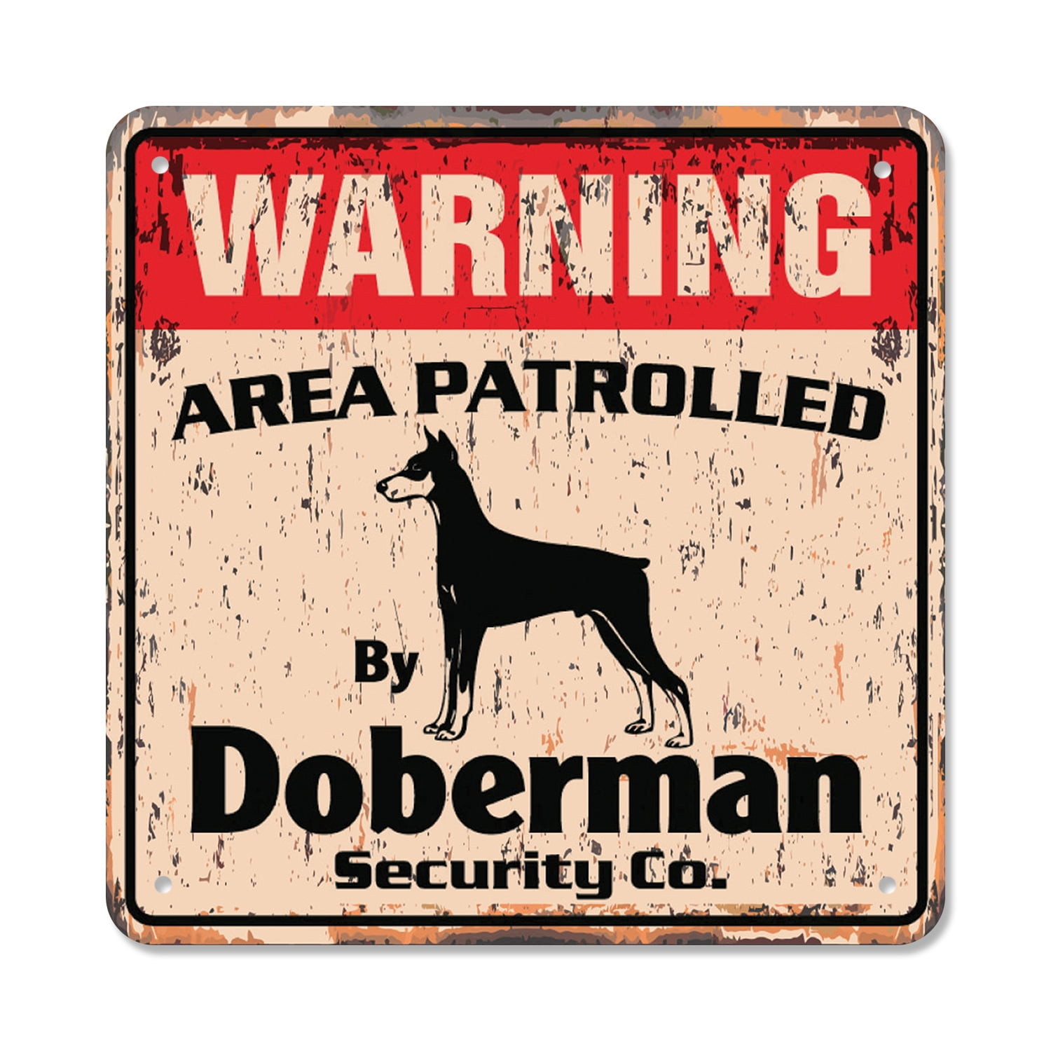 DOBERMAN Vintage Security Sign Area Patrolled pet dog guard owner ...