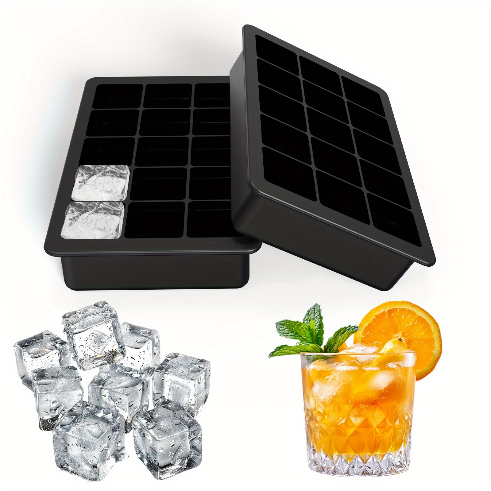 DOBLT Ice Cube Tray with Lid 2 Pack, Silicone Ice Cube Molds, Easy ...