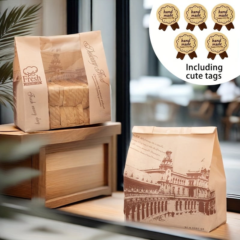 DOBLT Large Kraft Paper Bread Bags for Homemade Bread Loaf Bags Tin Tie ...