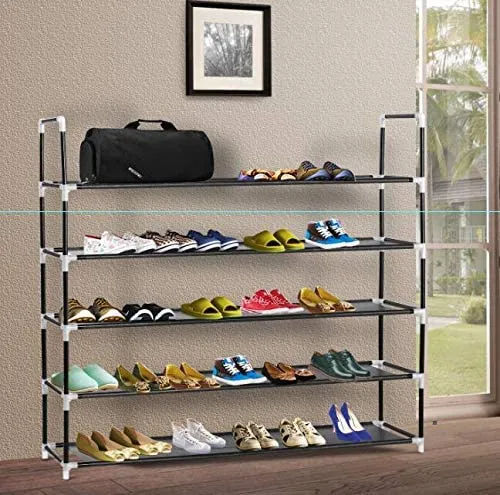 DOBLT Simple Assembly 5-Tier Non-Woven Fabric Shoe Rack with Handle ...
