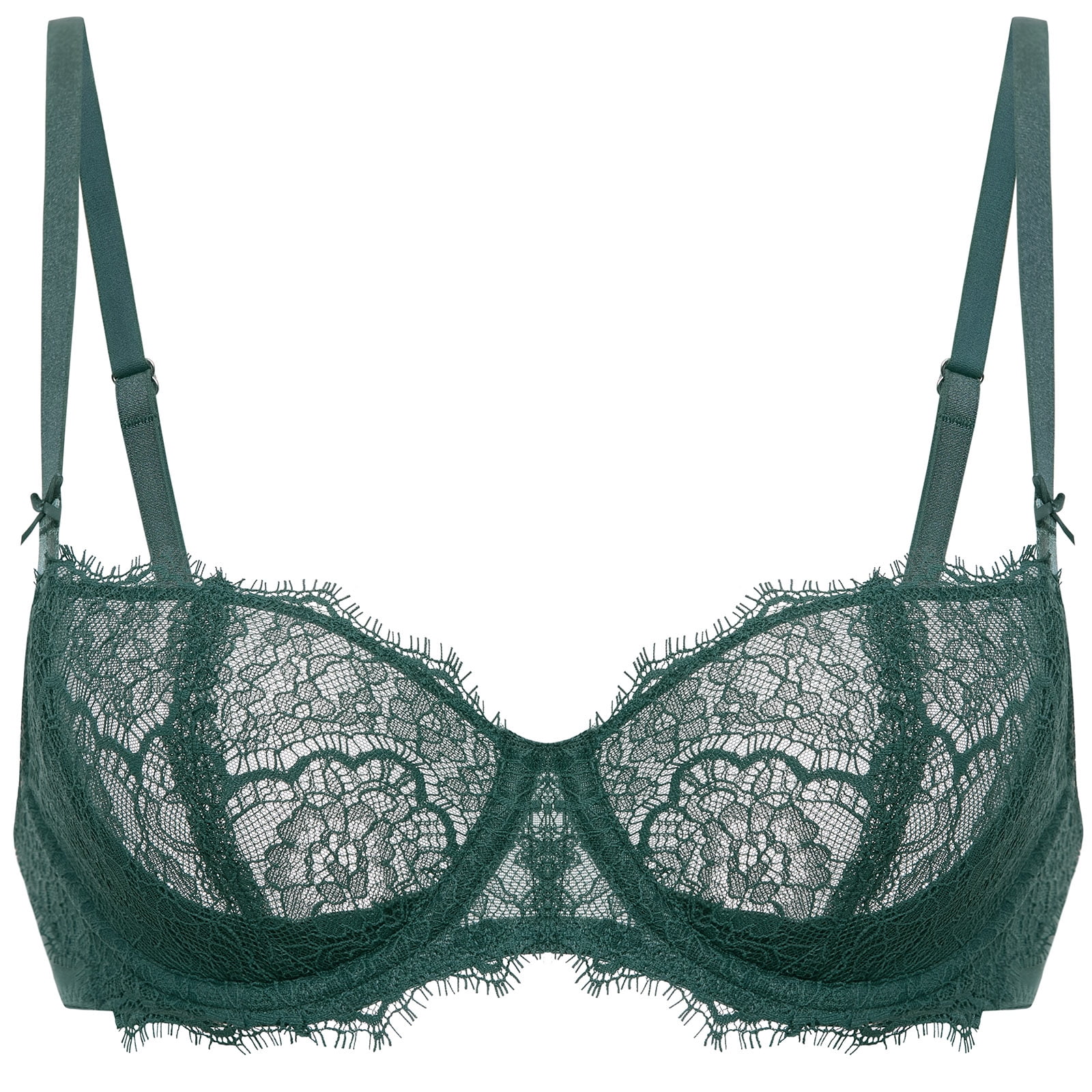 DOBREVA Women's Balconette Push Up Bra Lace Plus Size Bras See Through Underwire - Walmart.com