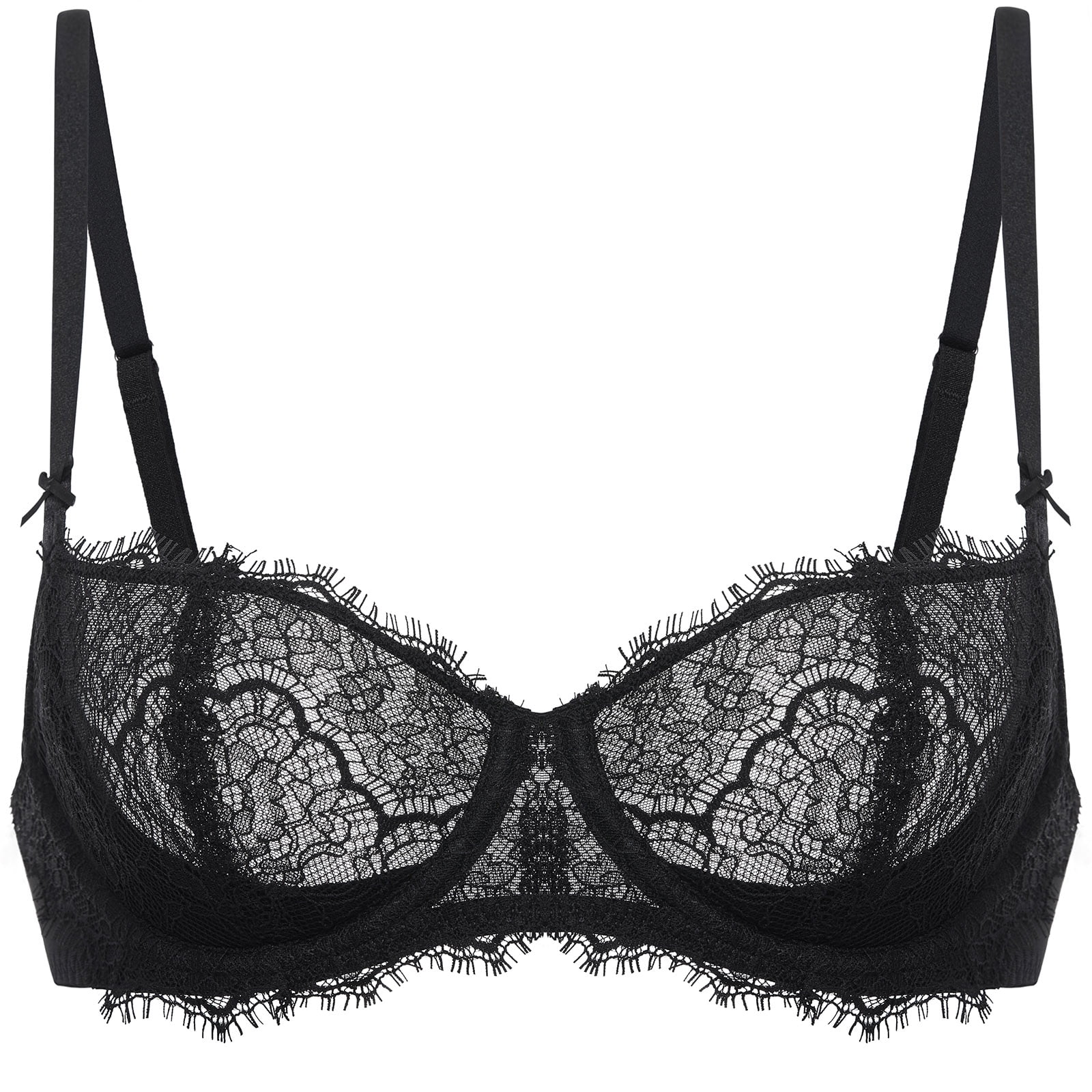 Women's Balconette Sexy Unlined Bra Lace Push Up Plus Size Bras See Through Underwire - Walmart.com