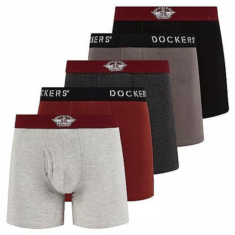 DOCKERS Mens Boxer Briefs Breathable Cotton Underwear for Men Pack of 5 ...
