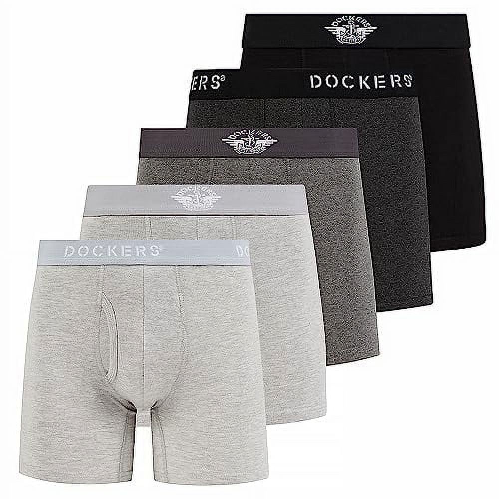 DOCKERS Mens Boxer Briefs Breathable Cotton Underwear for Men Pack of 5 ...