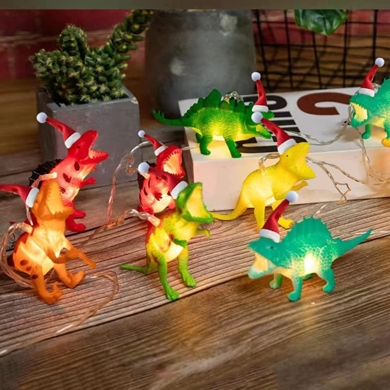DOCLAKE 1Pc 59in 10 LEDs Dinosaur String Lights with Bright Dinosaurs ...
