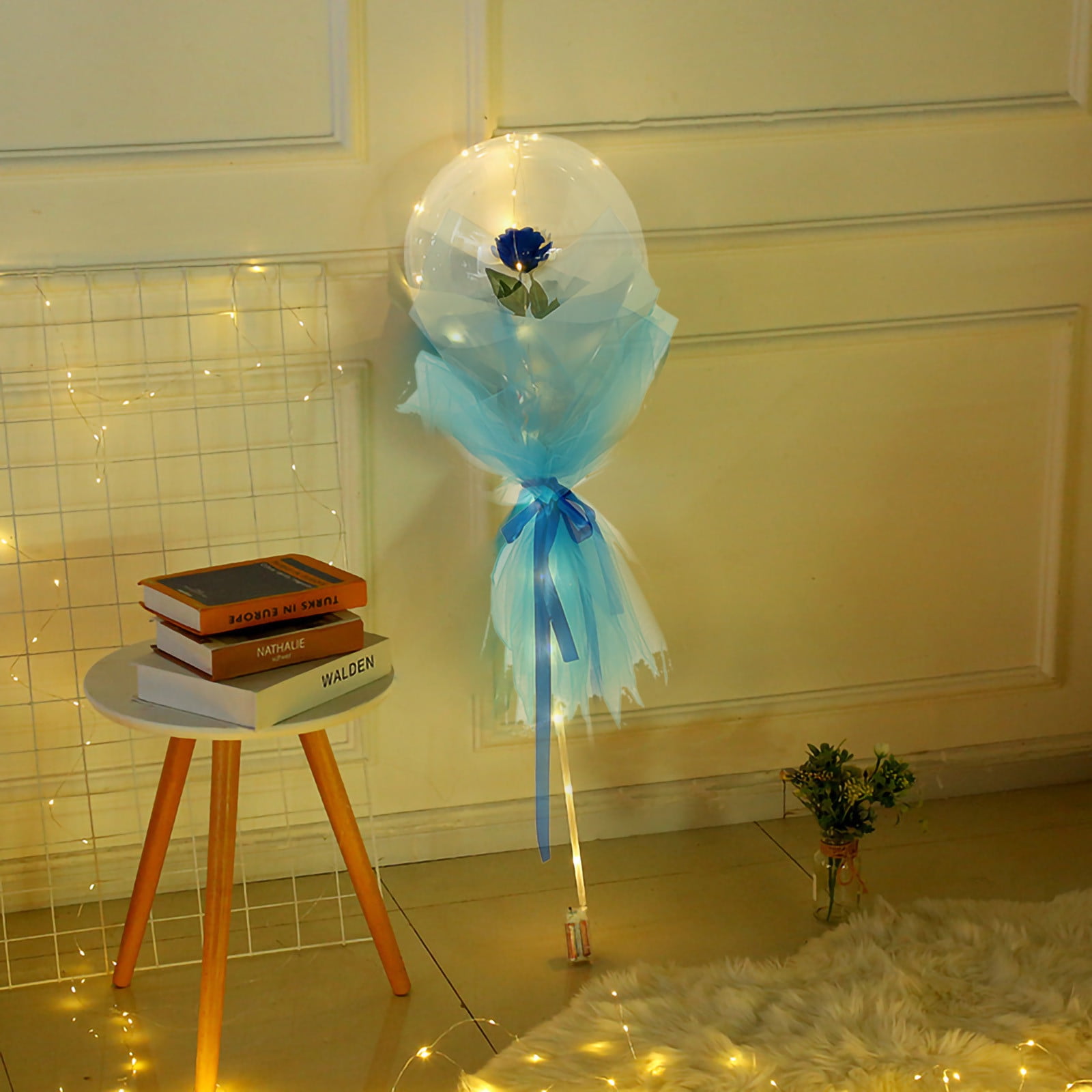 DOCLAKE 8Pcs Blue LED Rose Balloon Bouquet, DIY Light Up Balloons, LED ...
