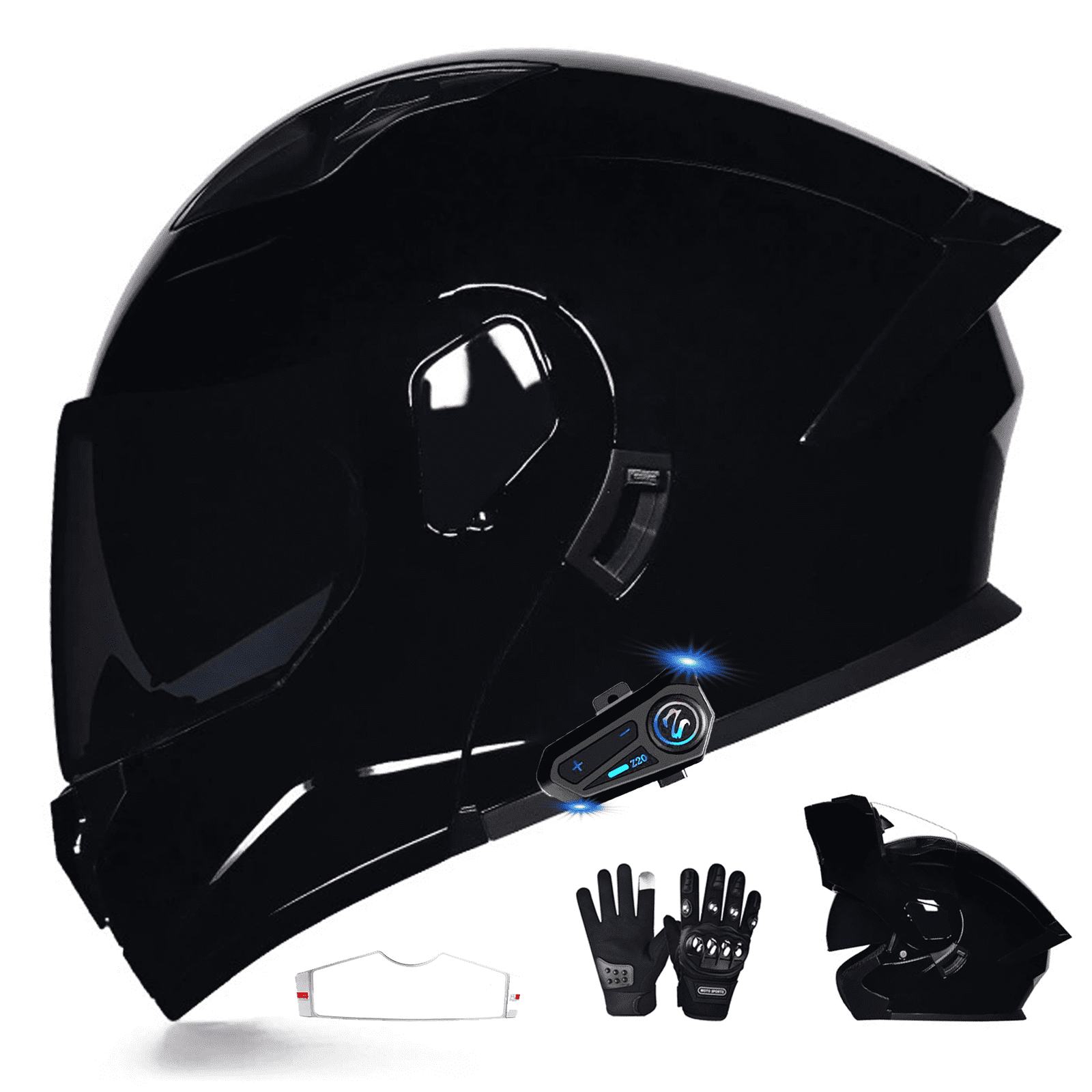DOCRELD Bluetooth Motorcycle Helmet,Motorcycle Bluetooth Modular Helmet ...