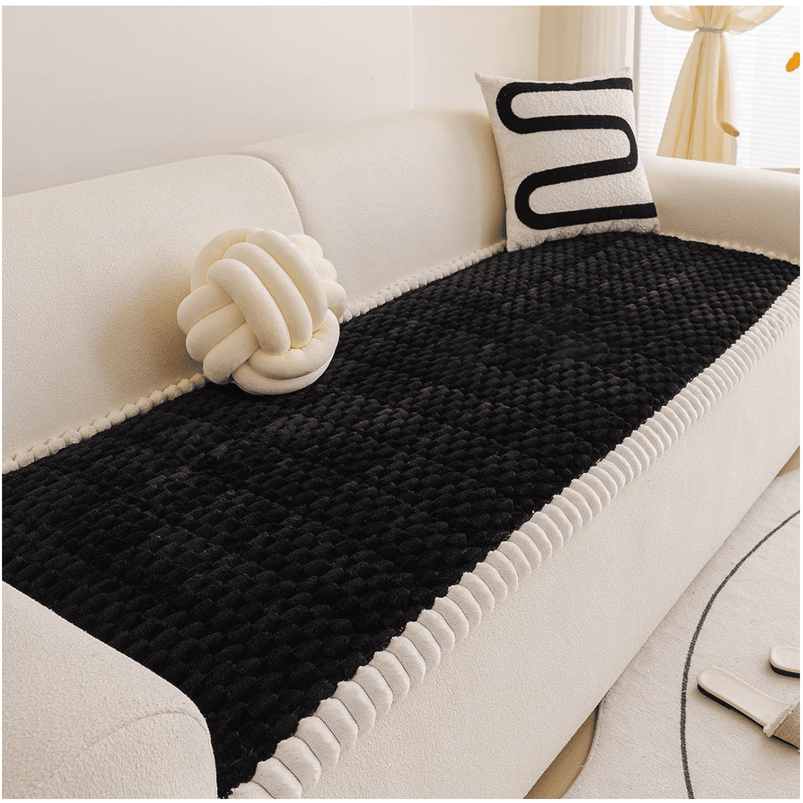 DOCRELD Couch Covers for 3 Cushion Sofa Pet Friendly,Non Slip Fuzzy Pet ...