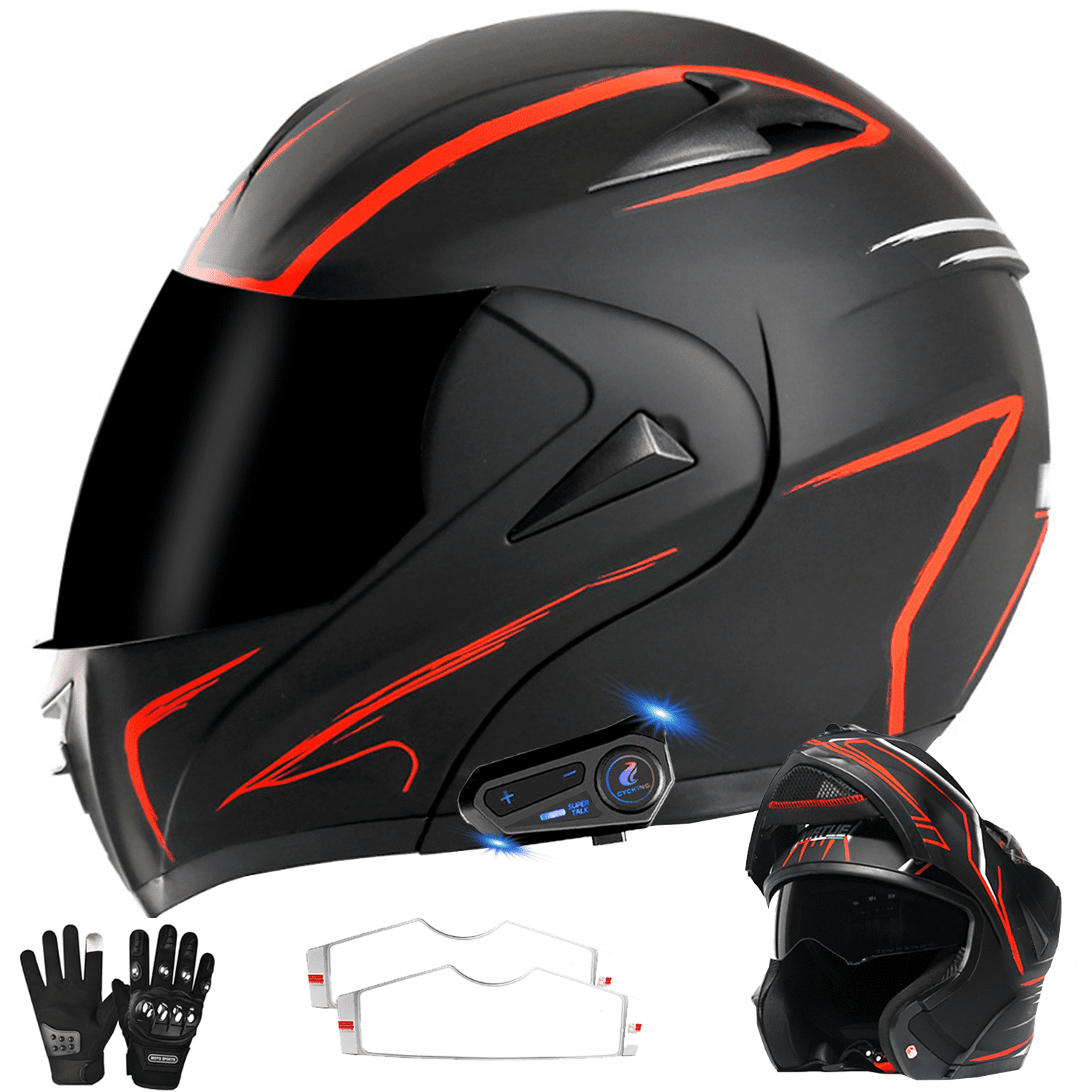 DOCRELD Motorbike Modular Helmet,Motorcycle Helmet,Full Face Flip Up ...