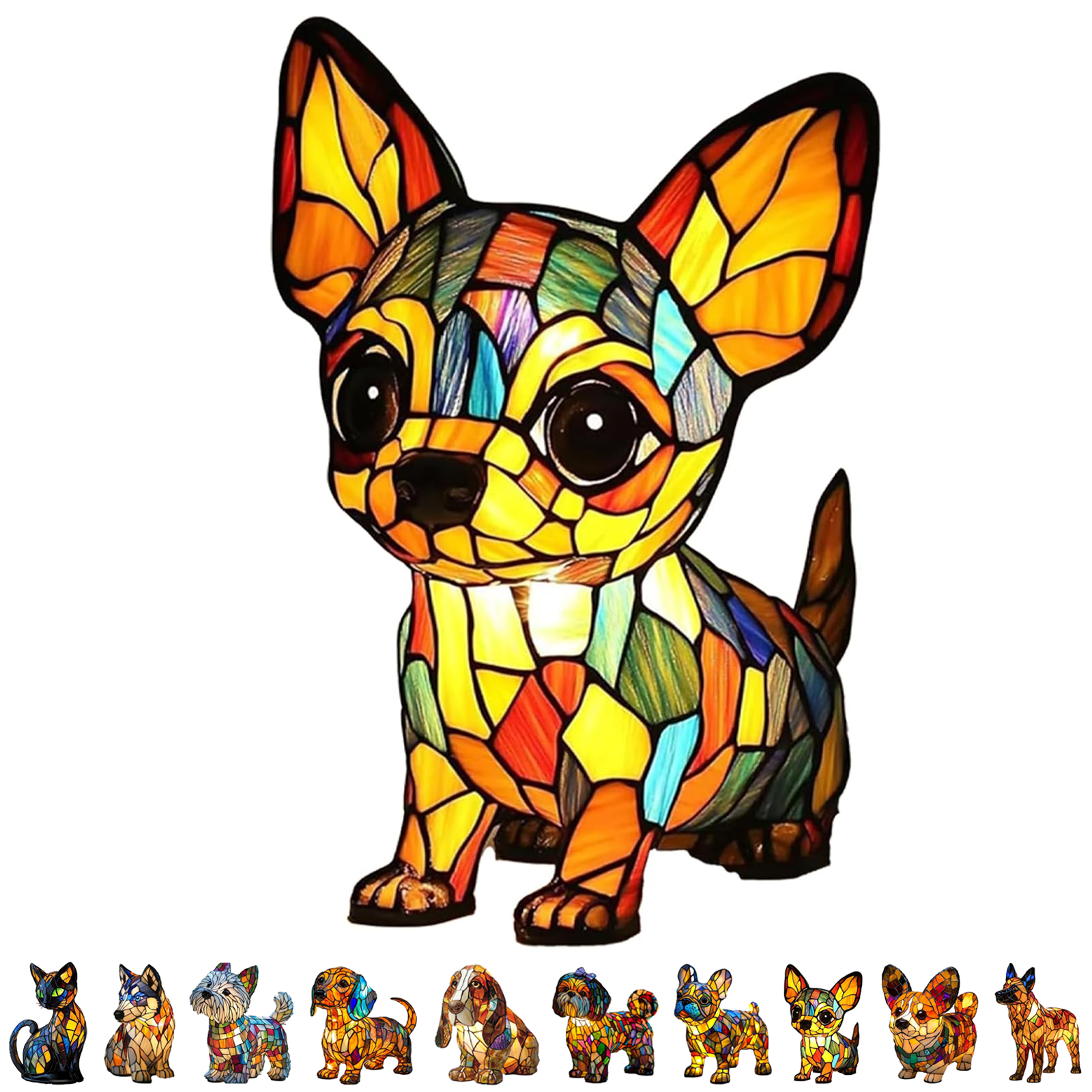 DOCRELD Shih Tzu Stained Glass Lamp,Dog Lamps Stained Glass,Shih Tzus ...