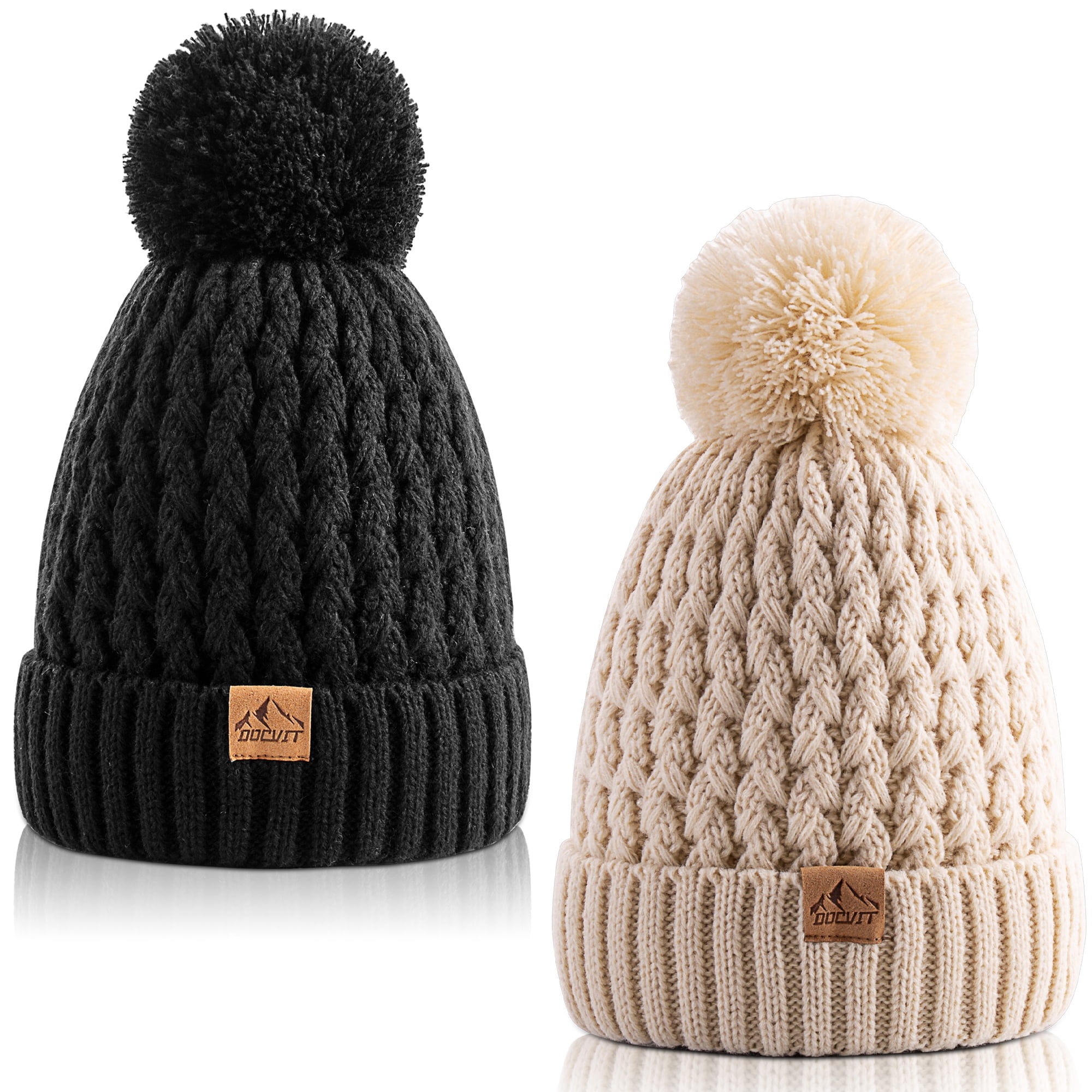 DOCVIT Youth Beanie, Children's Winter Warm Hats, Toddler Pom Pom Knit ...