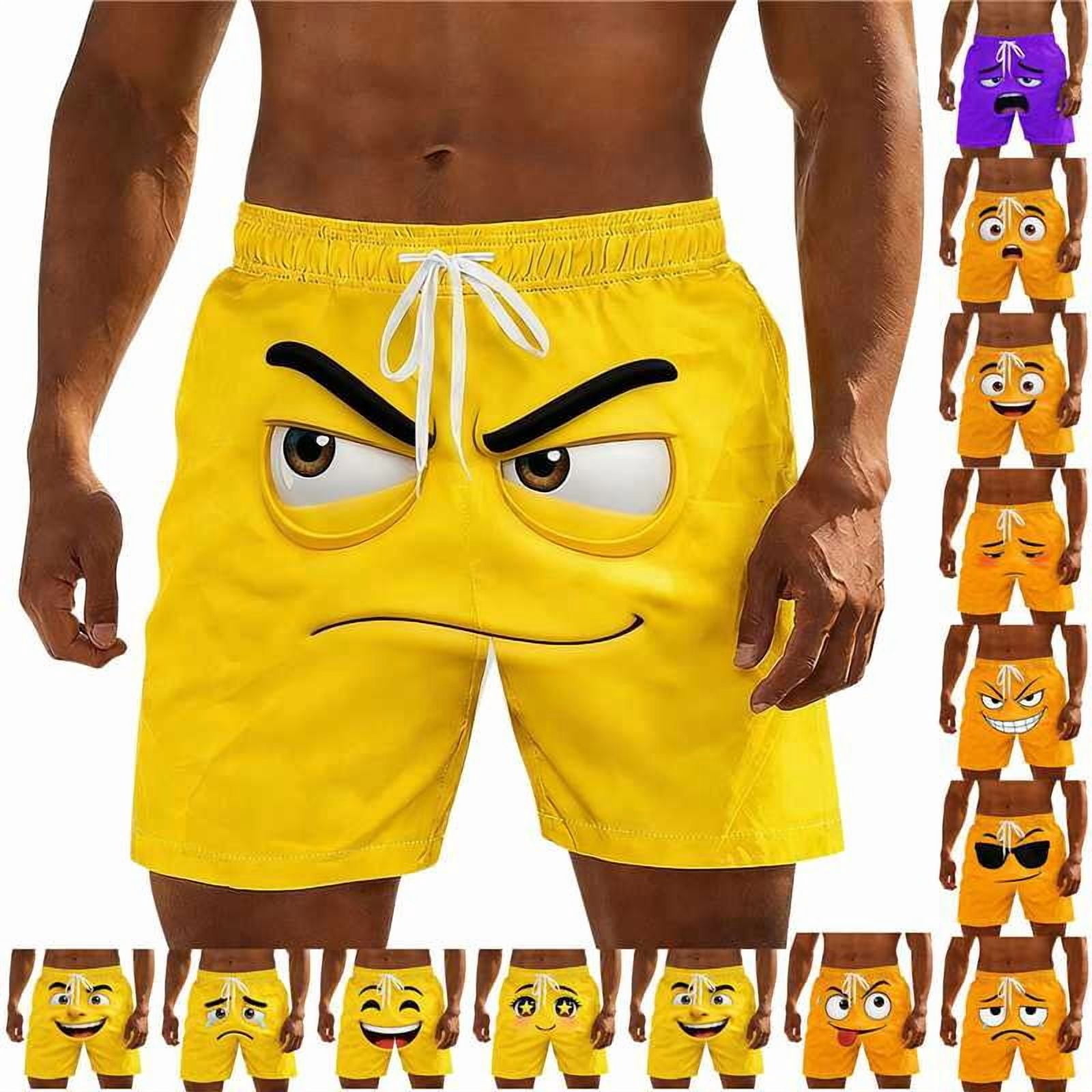DODADAWANJ 3D Smile Face Swim Shorts Men Elastic Waist Drawstring ...