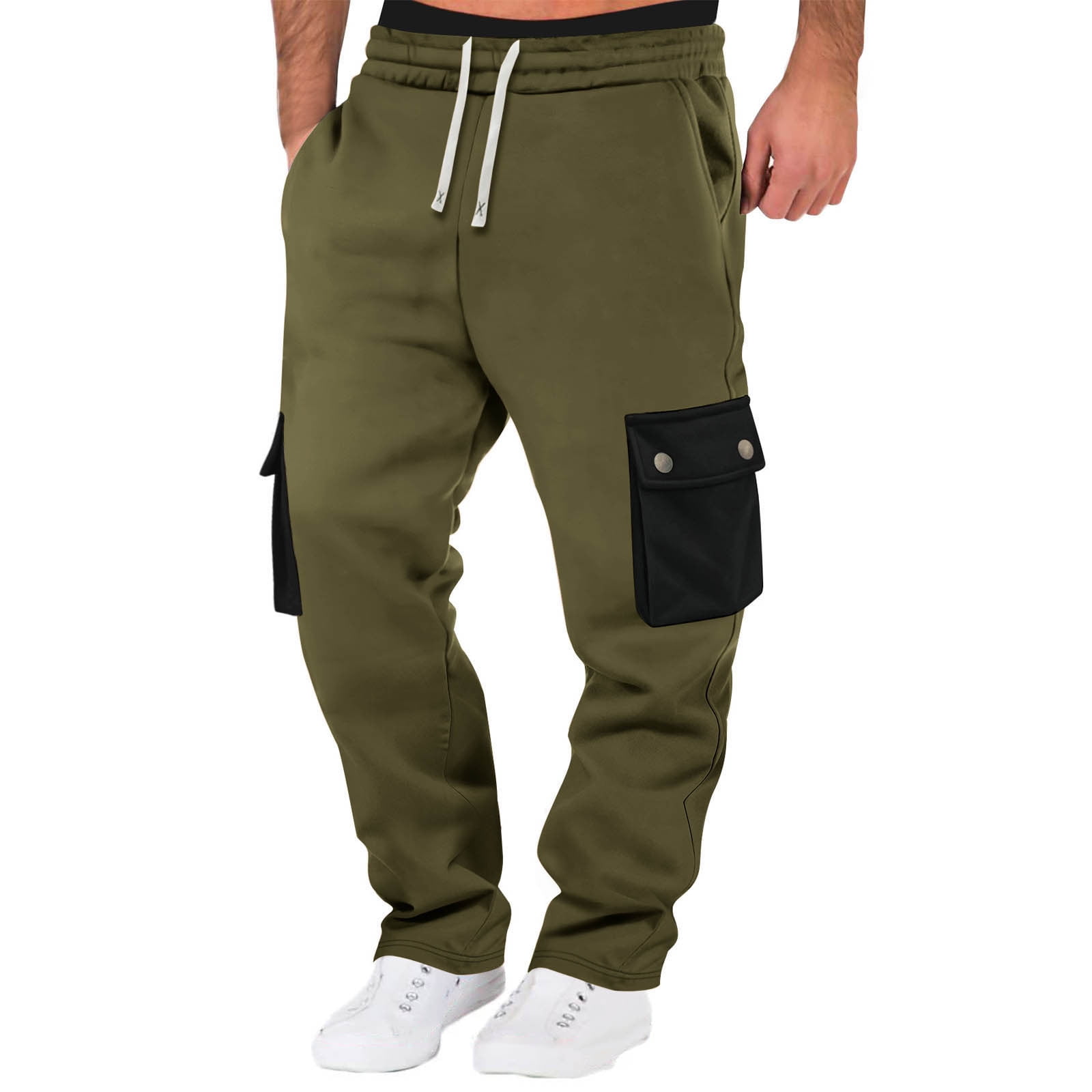 DODADAWANJ Cargo Sweatpants for Men with Pockets Casual Open Bottom ...