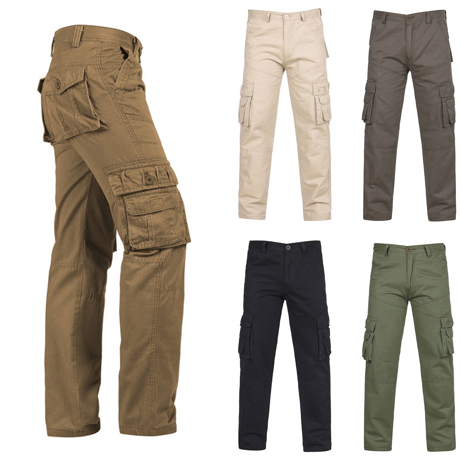 DODADAWANJ Cotton Cargo Pants for Men with Multi Pockets Breathable ...