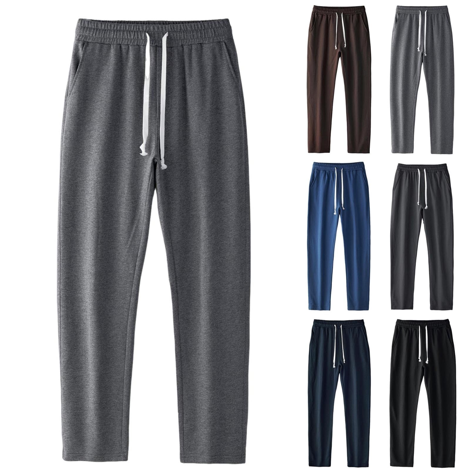 DODADAWANJ Cotton Sweatpants for Men Drawstring Elastic Waist Wide Leg ...