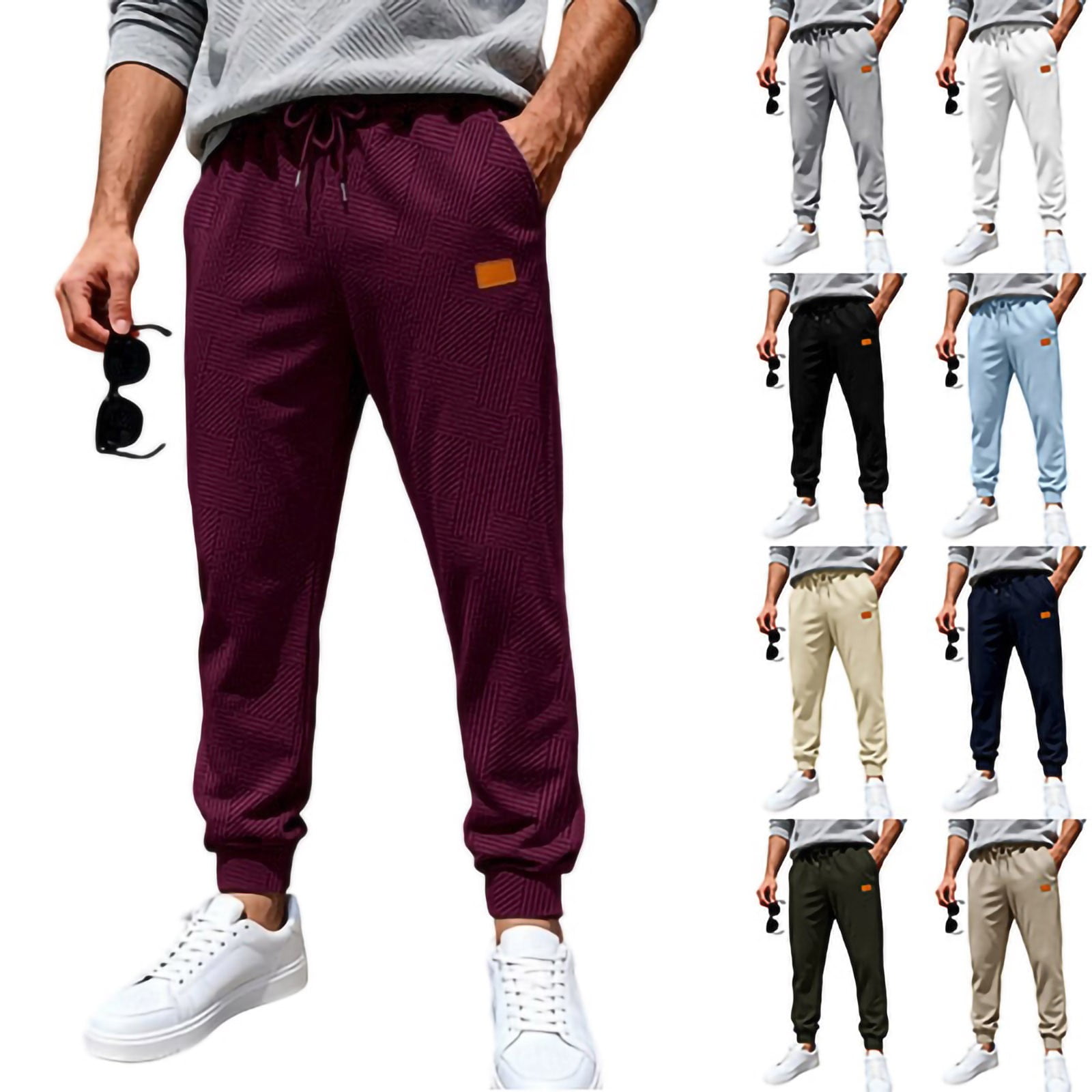 DODADAWANJ Fashion Sweatpants for Men Casual Elastic Waisted Drawstring ...