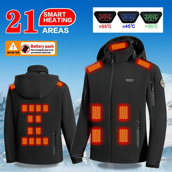 DODADAWANJ Heated Coat for Men 3 Level Thermal Electric Heated Jacket ...