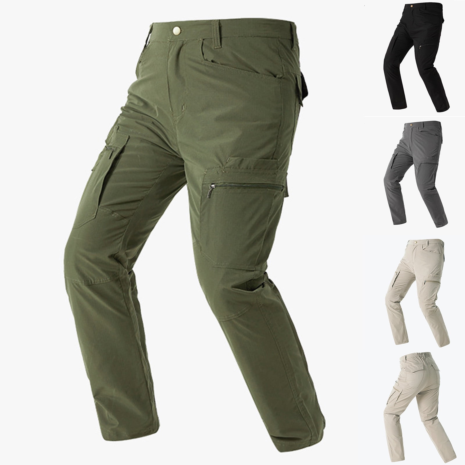DODADAWANJ Men's Baggy Cargo Pants with Zipper Multi Pockets Expandable ...