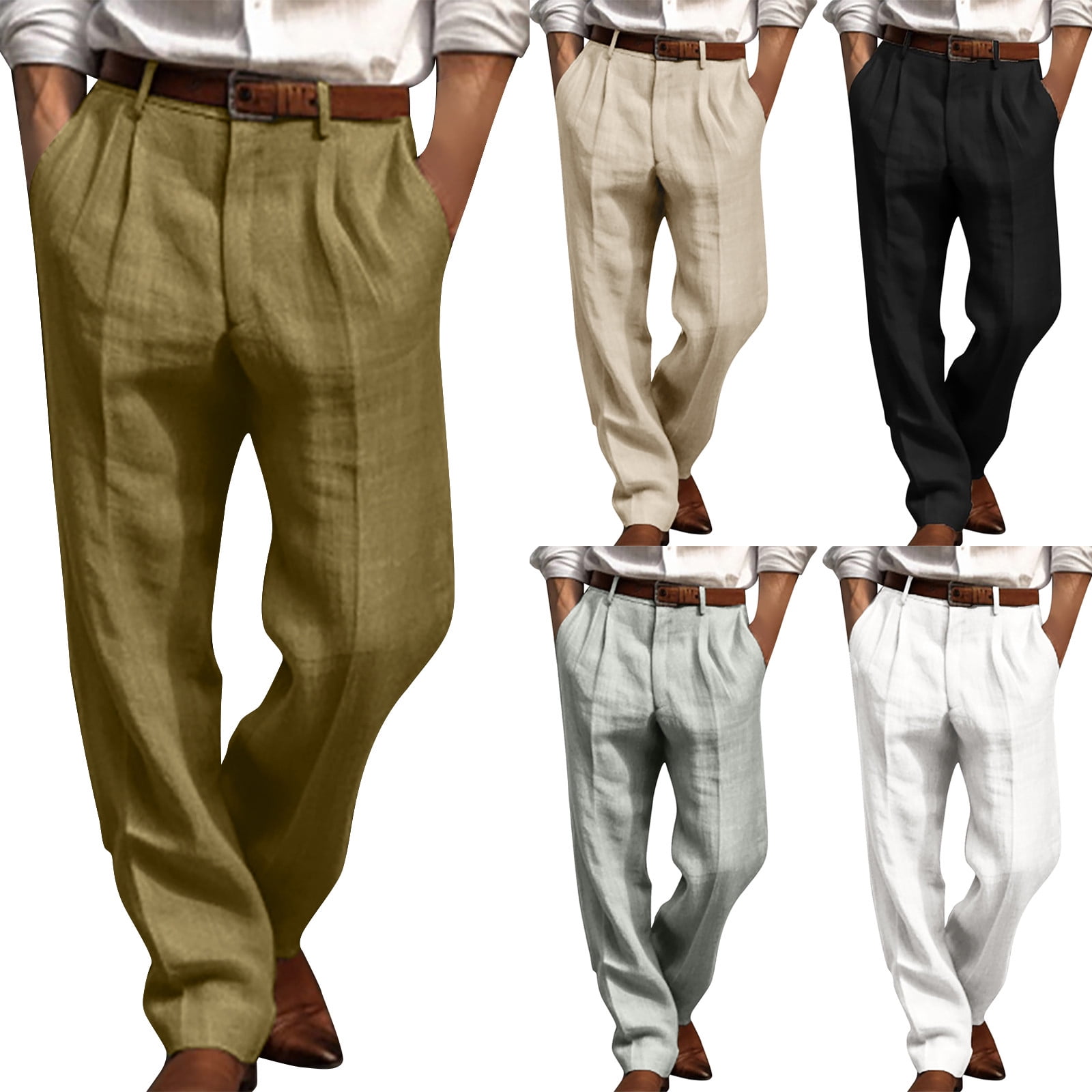 DODADAWANJ Men's Casual Pants with Double Pleated Big and Tall Work ...