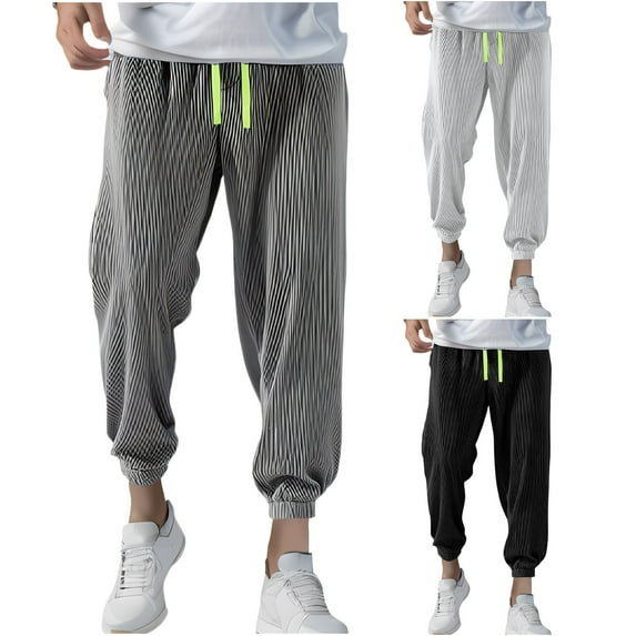DODADAWANJ Men's Casual Sweatpants Drawstring Elastic Waist Nine point ...
