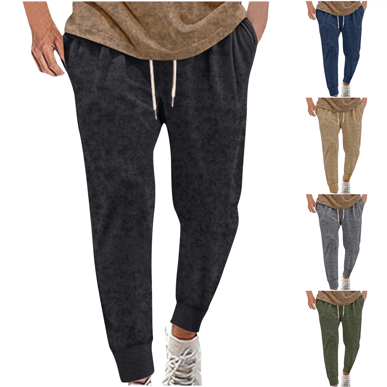 DODADAWANJ Men's Casual Sweatpants Drawstring Elastic Waist Tapered Sport Pants Big and Tall ...