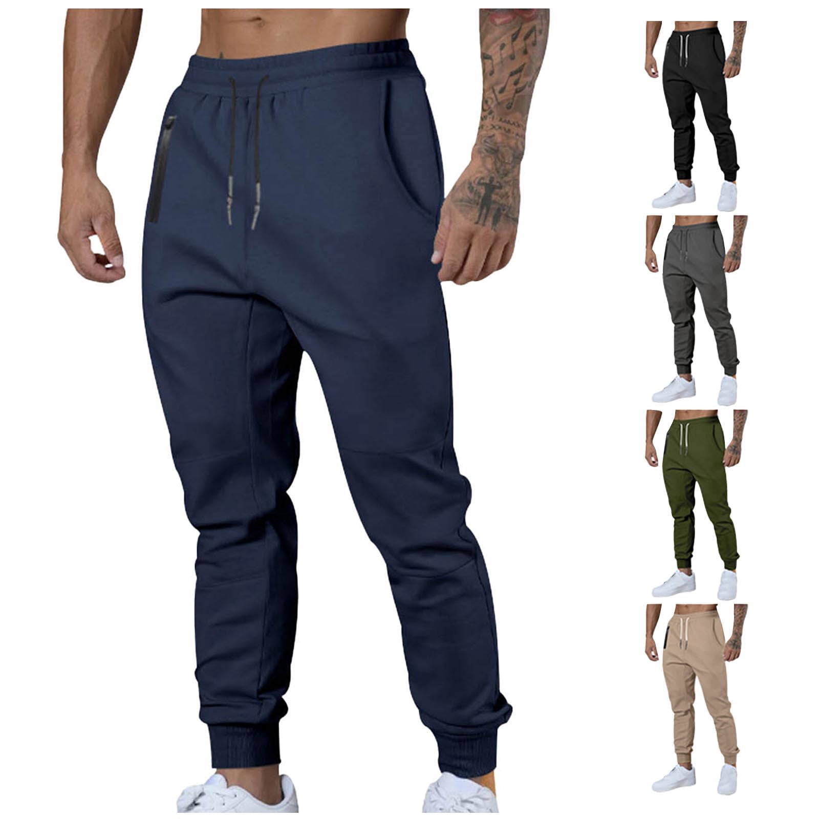 DODADAWANJ Men's Casual Sweatpants with Side Zipper Pocket Drawstring ...