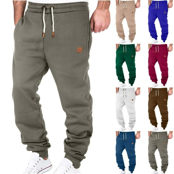 DODADAWANJ Men's Fleece Lined Tapered Sweatpants Drawstring Elastic ...