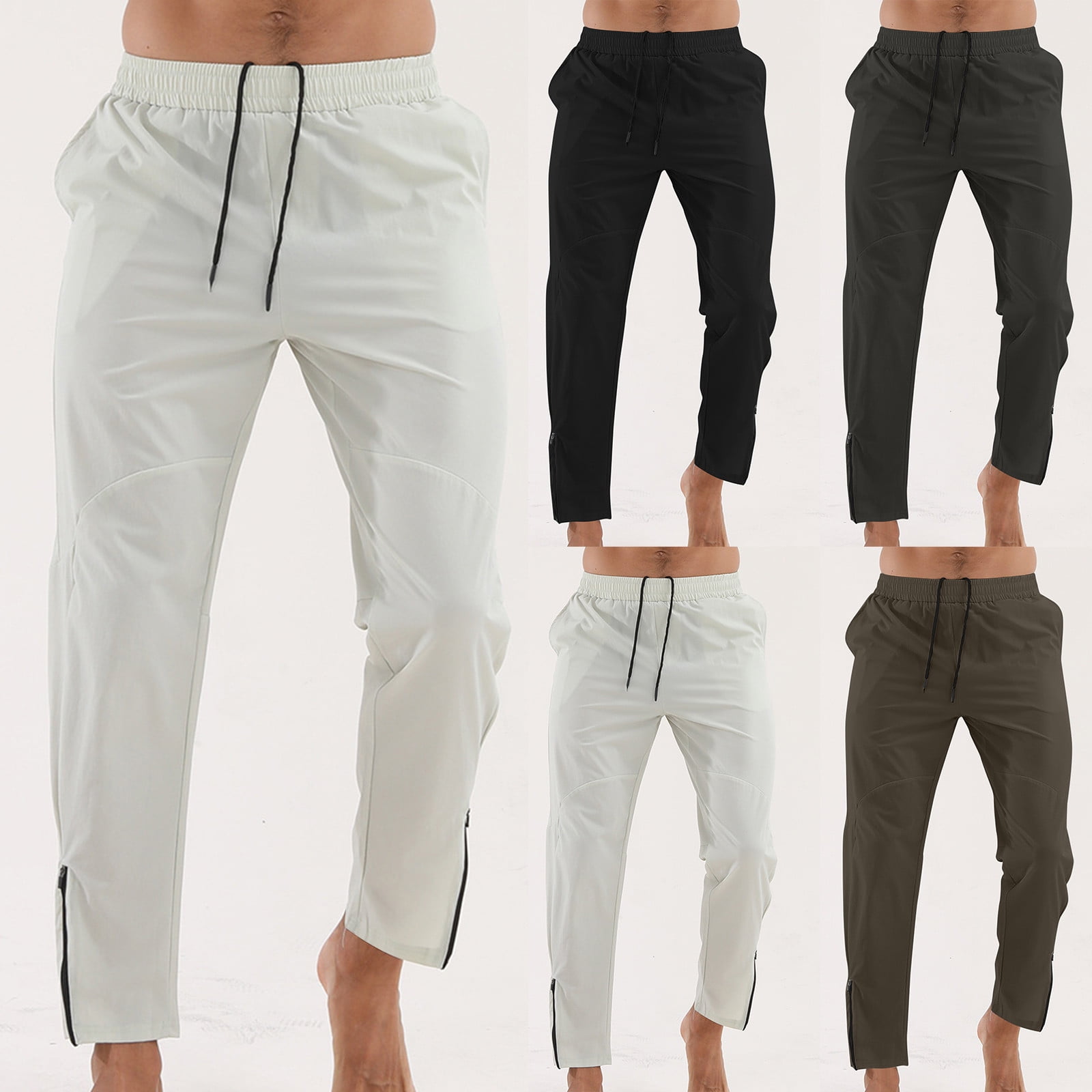 DODADAWANJ Men's Hidden Drawcord Casual Sweatpants Straight Leg Zipper ...