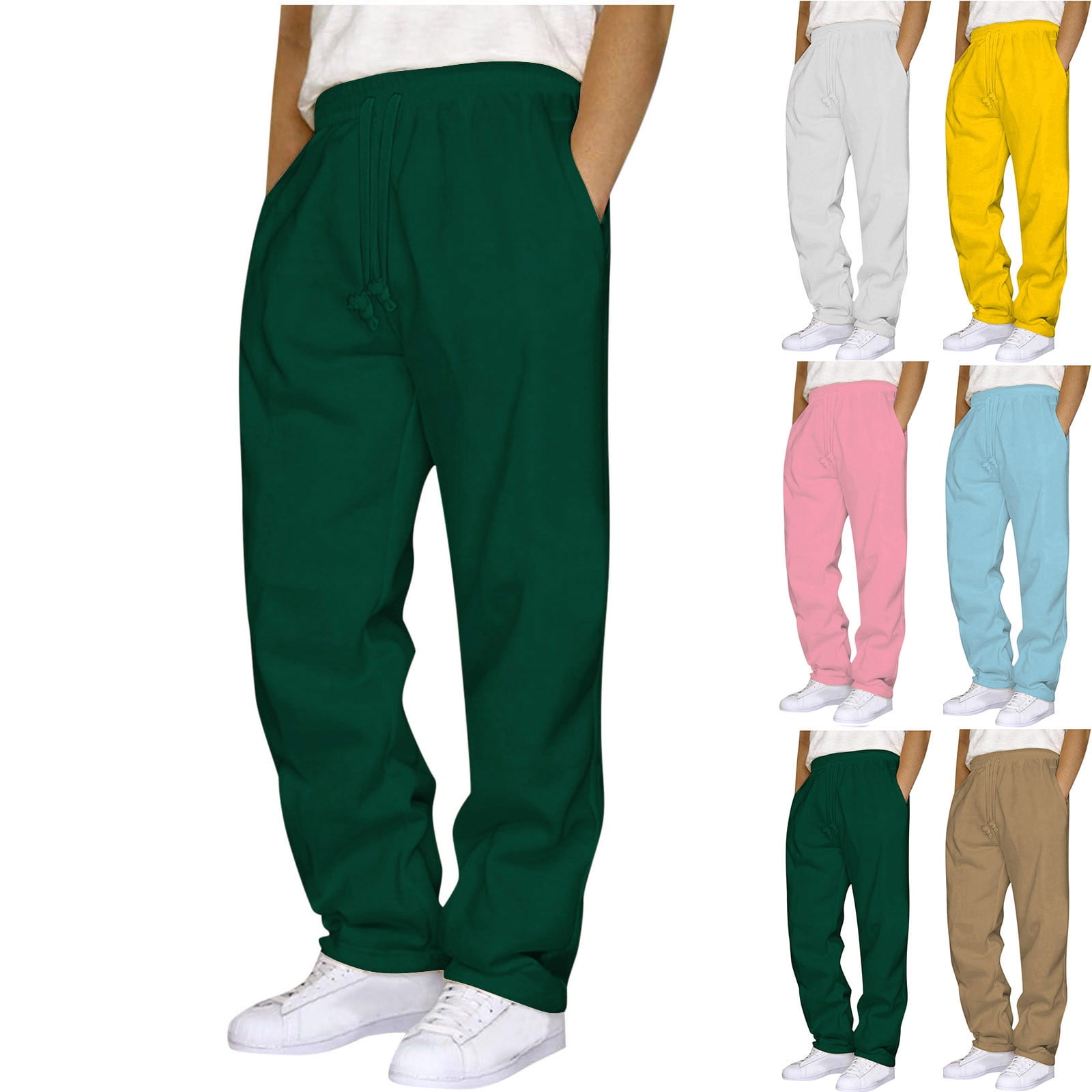 DODADAWANJ Men's Lightweight Sweatpants Staight Fit Drawstring Elastic ...