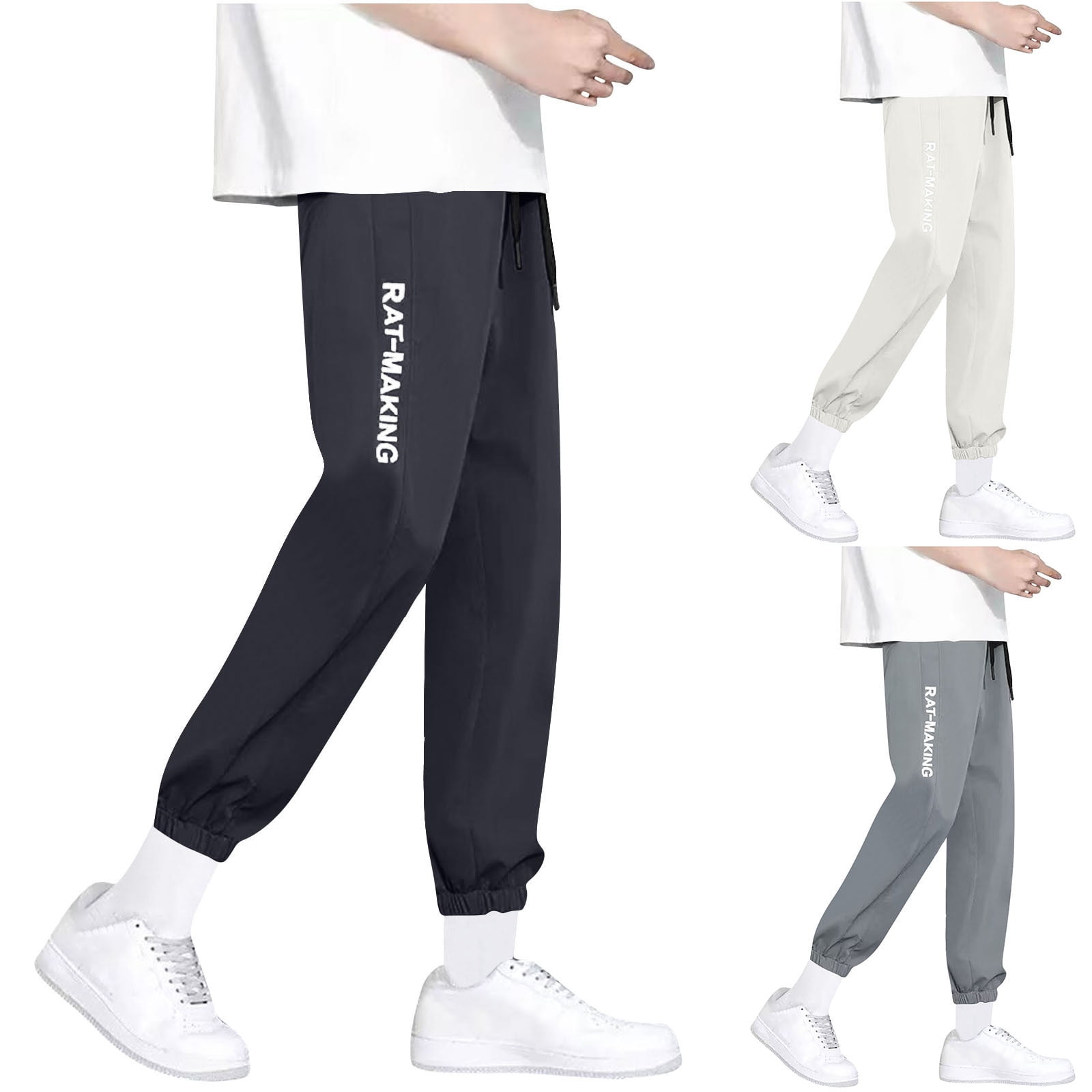 DODADAWANJ Men's Loose Fit Sweatpants Drastring Elastic Waist Tapered ...