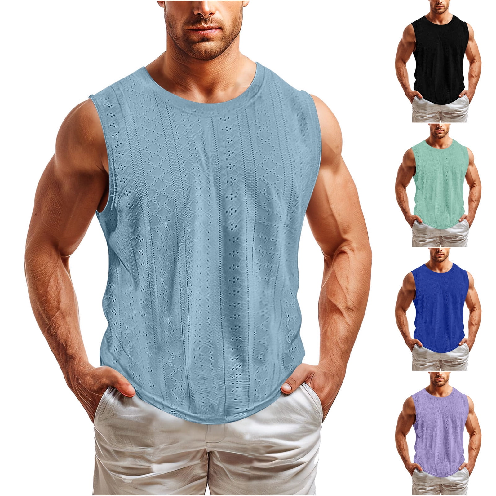 DODADAWANJ Men's Tank Tops Quick Dry Sleeveless Workout Muscle Shirt Athletic Bodybuilding Gym ...