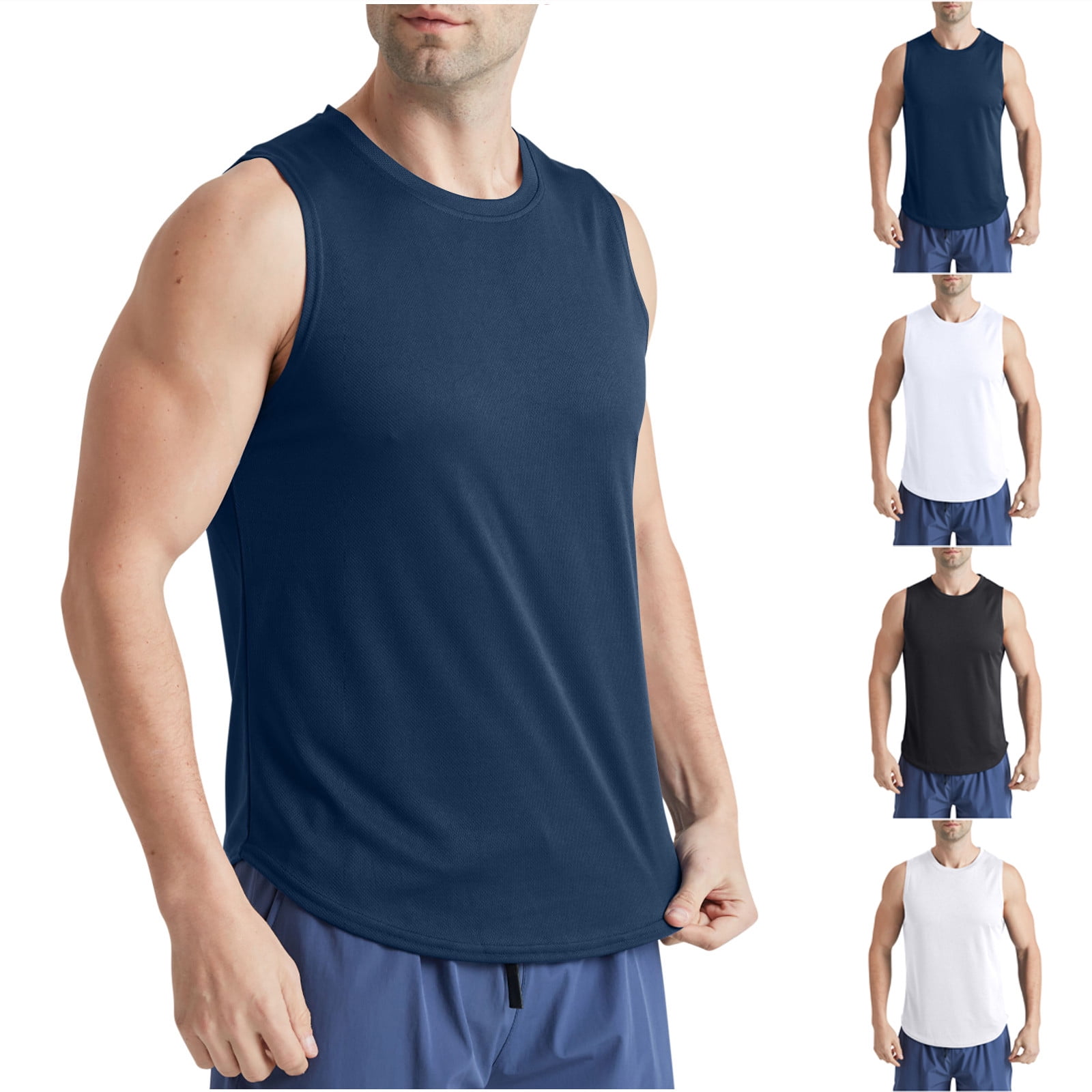 DODADAWANJ Mens Color Block Tank Top Moisture Wicking Quick Dry Shirt ...