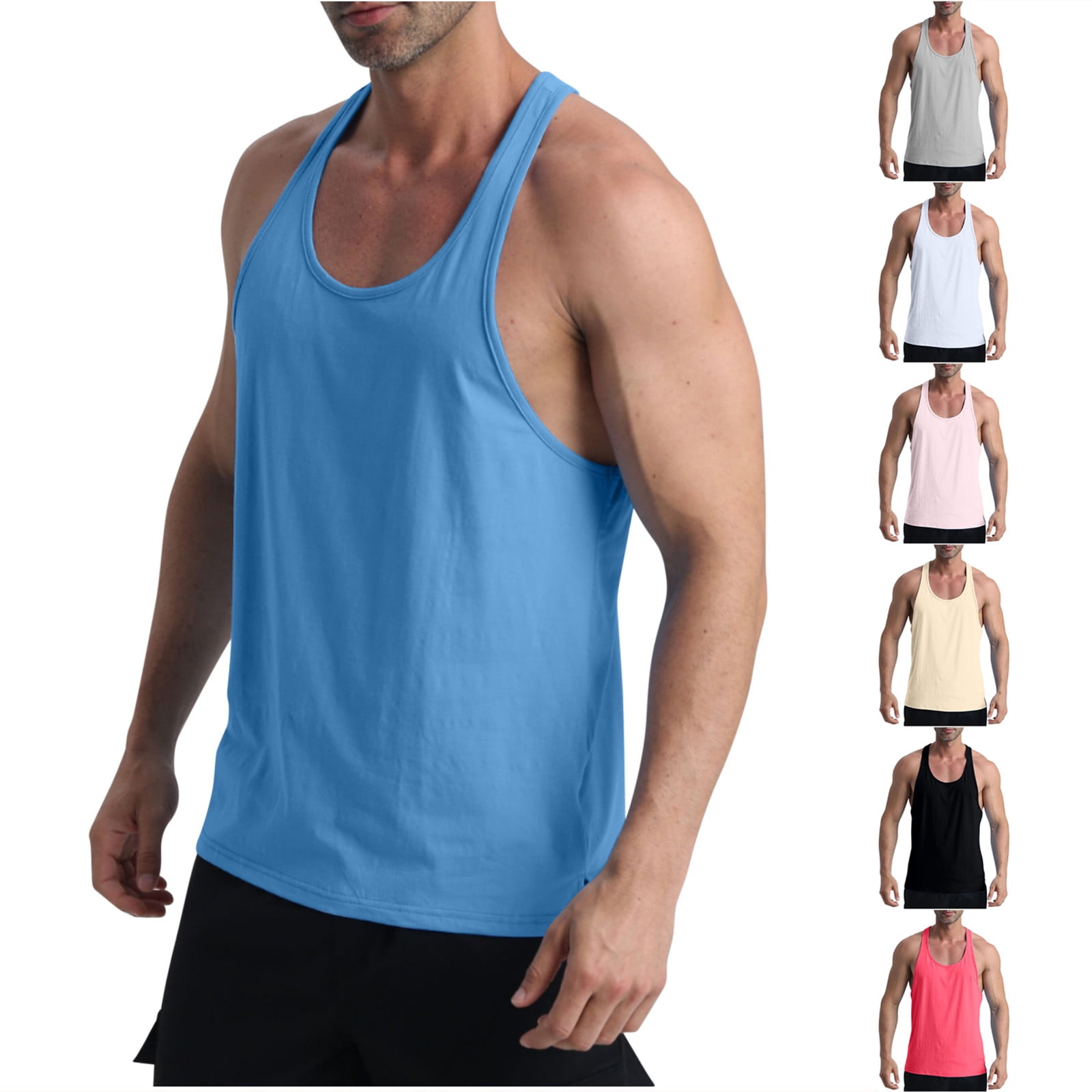 DODADAWANJ Mens Cotton Tank Tops Quick Dry Summer Sleeveless Tank Tops ...