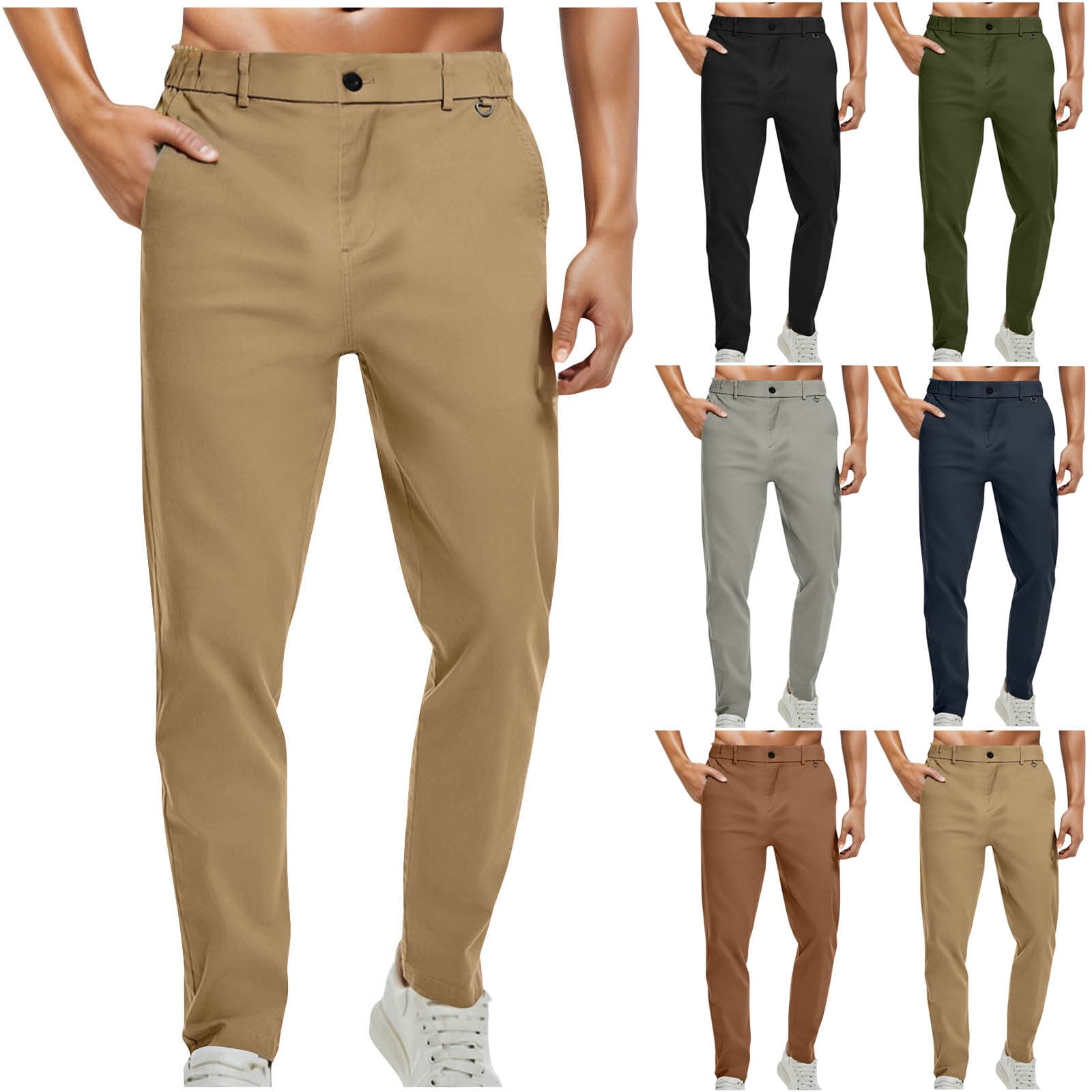 DODADAWANJ Pants Men Casual Cargo Pants Expandable Waist Active Fit ...