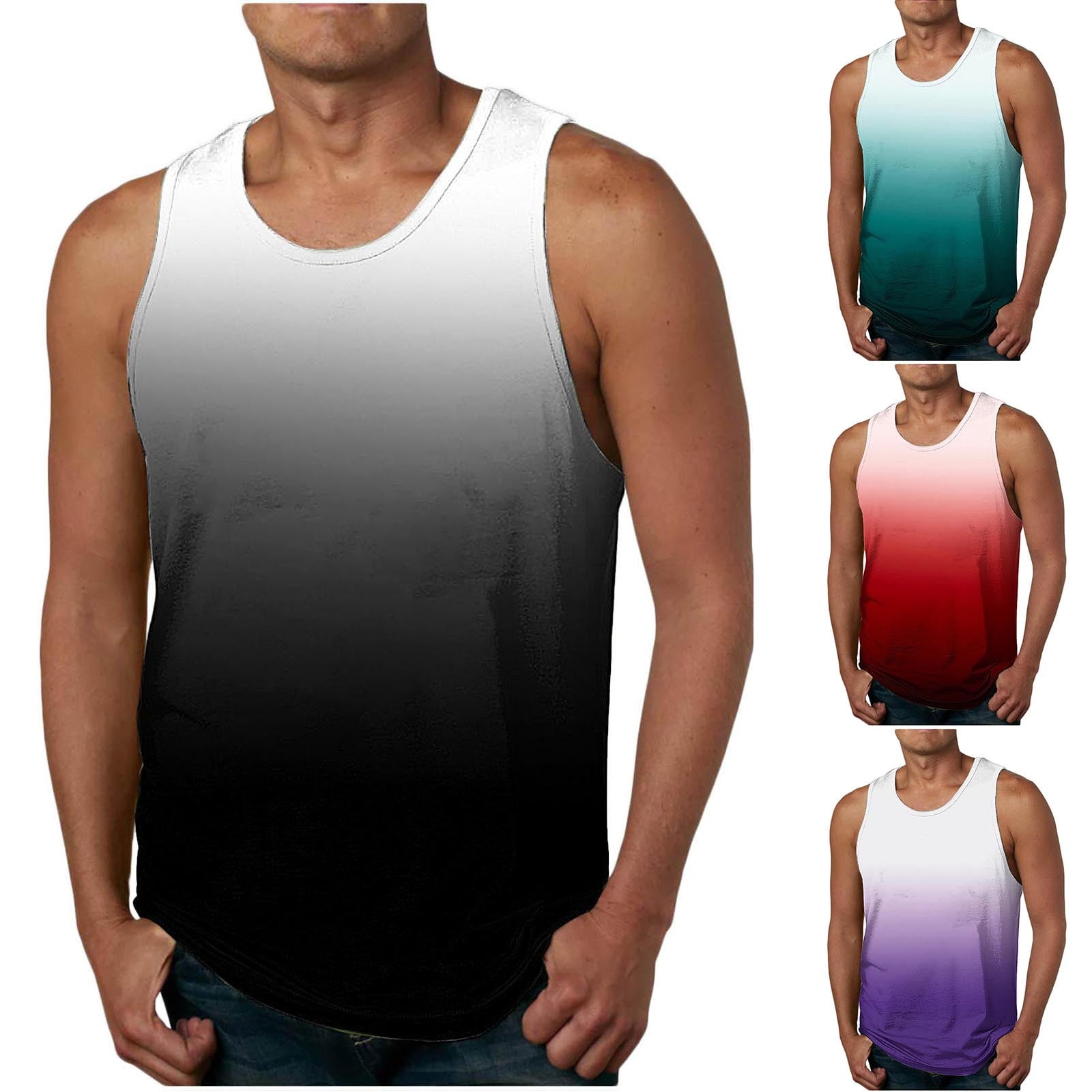 DODADAWANJ Plus Size Workout Tank Tops for Men Loose Breathable Summer Tanks Quick Dry ...