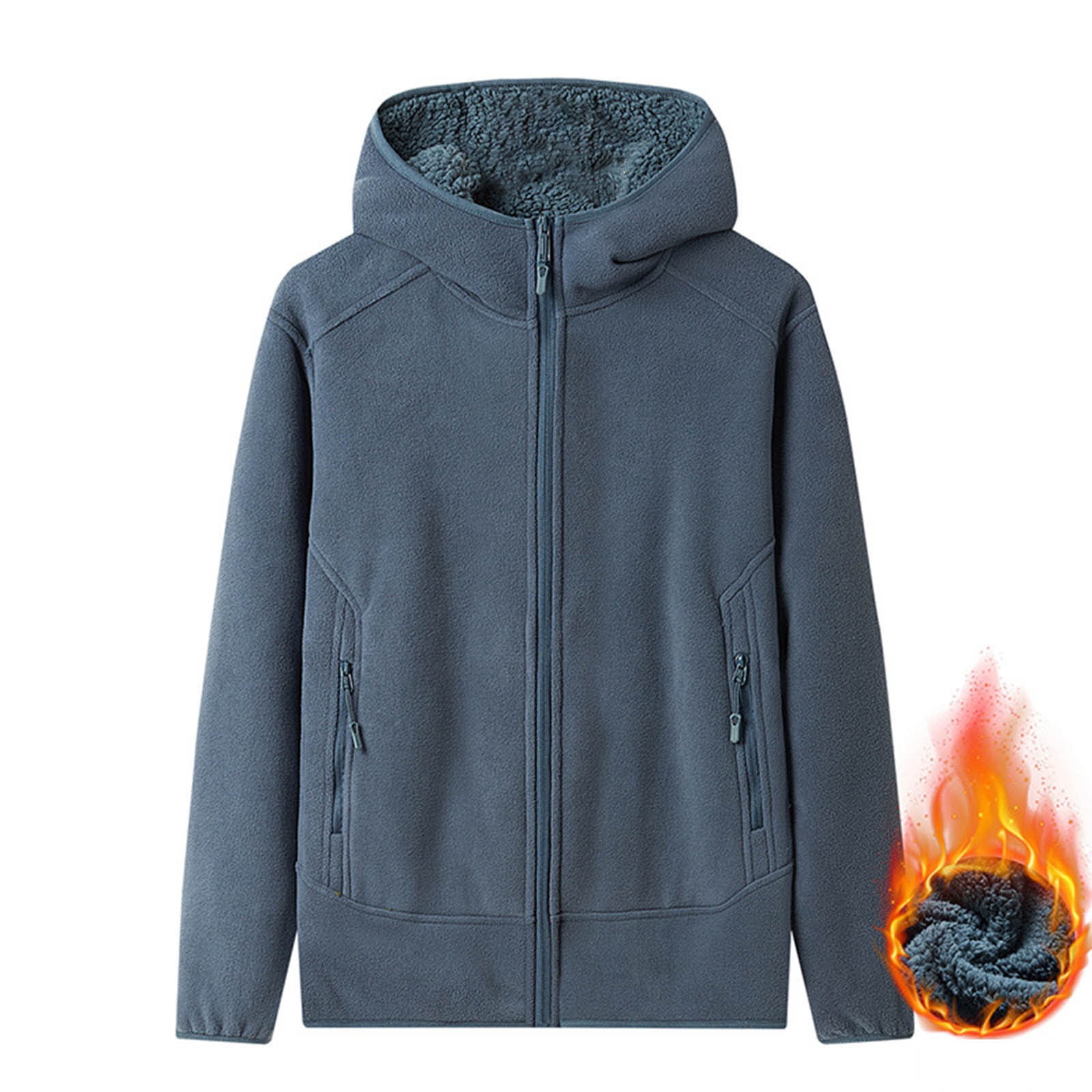 DODADAWANJ Polar Fleece Jackets for Men Thickened Zip Up Hooded Jacket ...