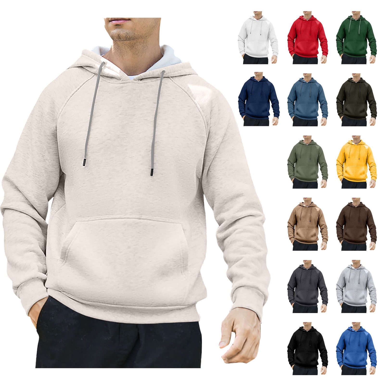 DODADAWANJ Raglan Hoodie Men Casual Long Sleeve Hooded Sweatshirts ...