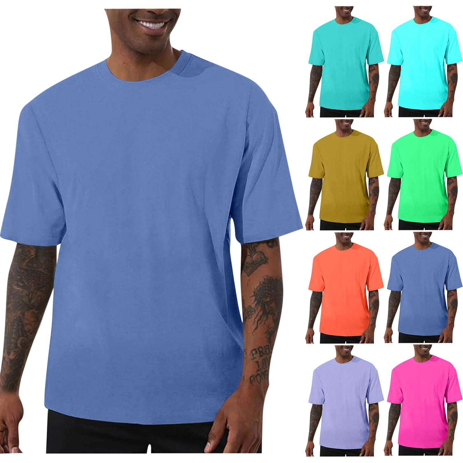 DODADAWANJ Stretch T Shirts for Men Big and Tall Workout Tshirt Casual ...