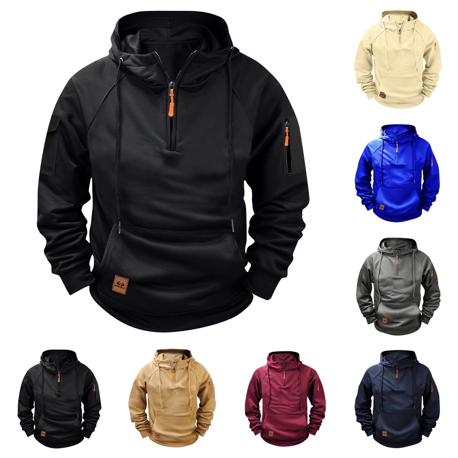 DODADAWANJ Tactical Hoodies for Men Raglan Long Sleeve Hooded Pullover Quarter Zip Hoodie ...