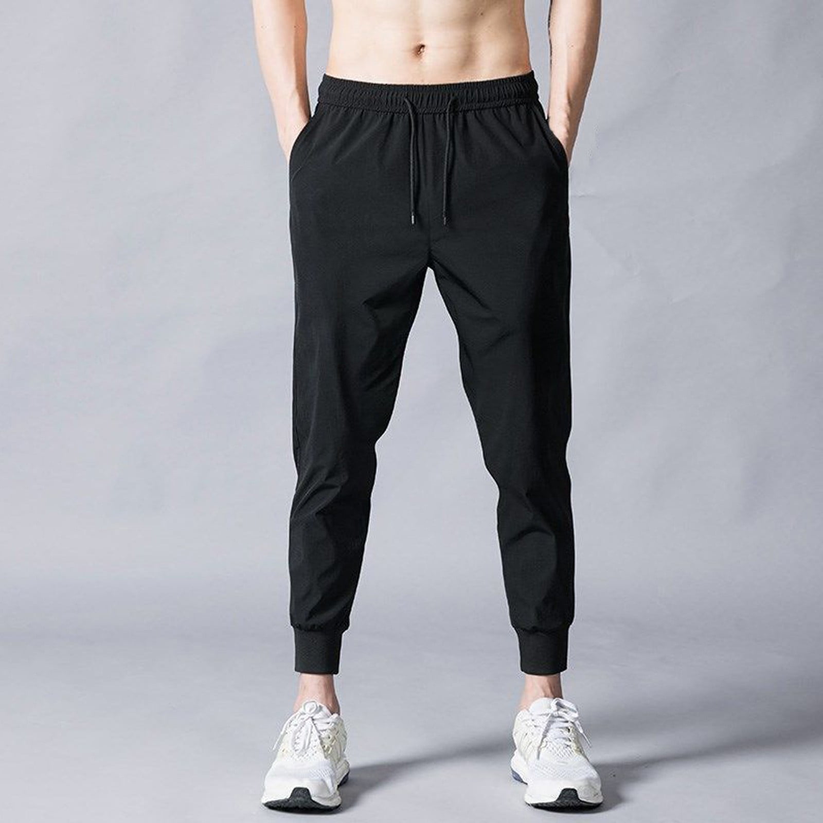 DODADAWANJ Tapered Sweatpants for Men Ice Silk Elastic Bottom Gym Pants Big and Tall Drawstring ...
