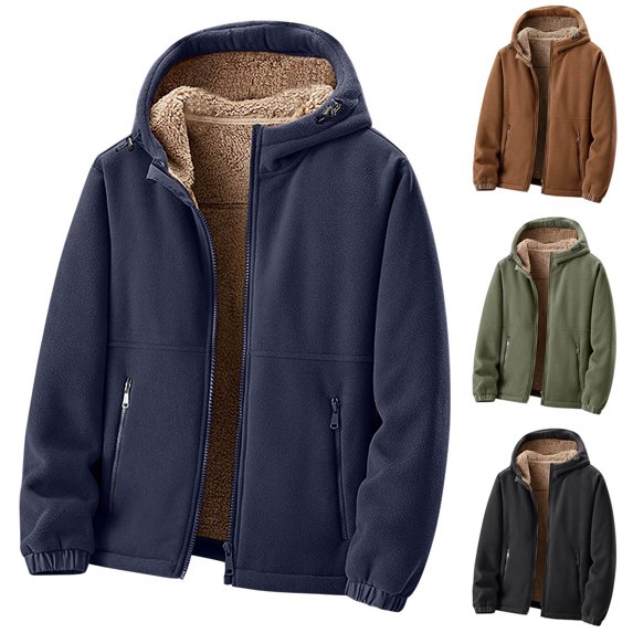 DODADAWANJ Thermal Jackets for Men Fleece Lined Zip Up Winter Jacket ...